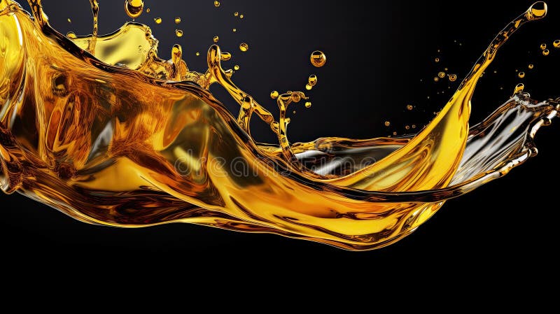 Oil Wave Splashing in Car Engine with Lubricant Oil. Concept of ...