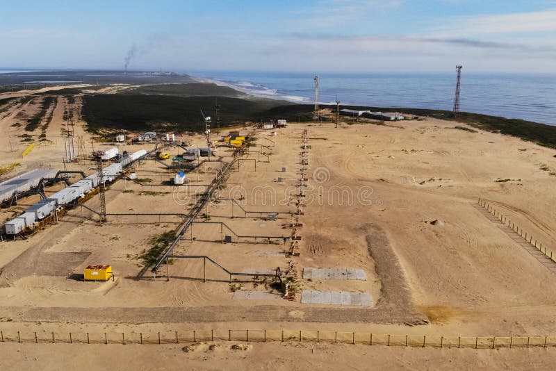 Oil Wells in Oil Field. Oil Well Group Stock Image - Image of industry ...