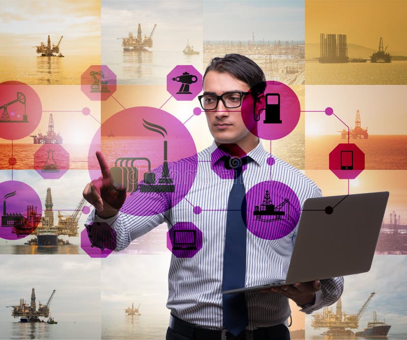 Oil Worker in Remote Operations Concept in Oil Industry Stock Photo ... Oil Worker in Remote Operations Concept in Oil Industry Stock Photo ...