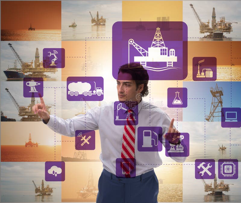 Oil Worker in Remote Operations Concept in Oil Industry Stock Image ... Oil Worker in Remote Operations Concept in Oil Industry Stock Image ...