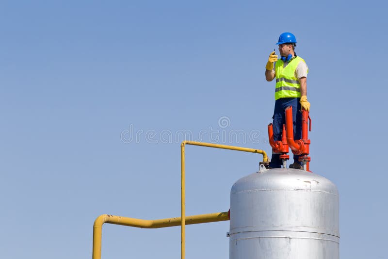 Oil worker stock photo. Image of phone, factory, inspector - 41965342