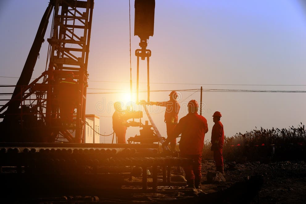 The oil workers at work stock image. Image of gasoline - 346430757