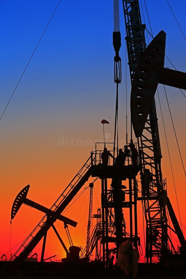 The Oil Workers are Working Stock Photo - Image of derrick, oilfield ...