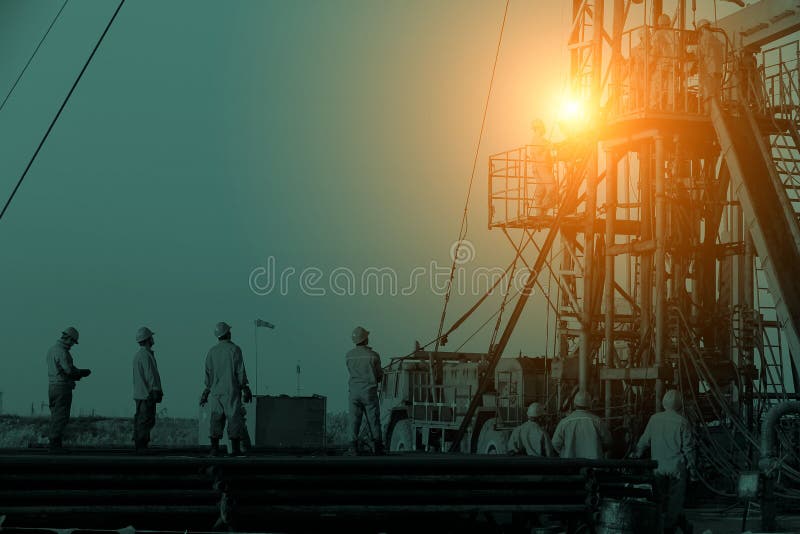 The Oil Workers are Working Stock Image - Image of fuel, crude: 224881507