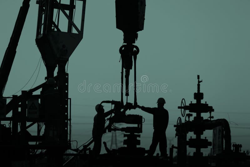 The Oil Workers are Working Stock Image - Image of metal, ability ...