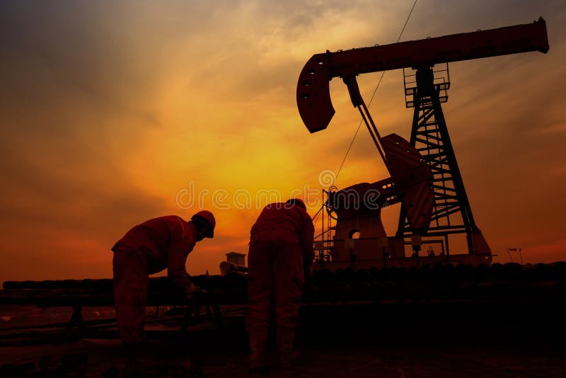 The Oil Workers are Working Stock Image - Image of control, profession ...