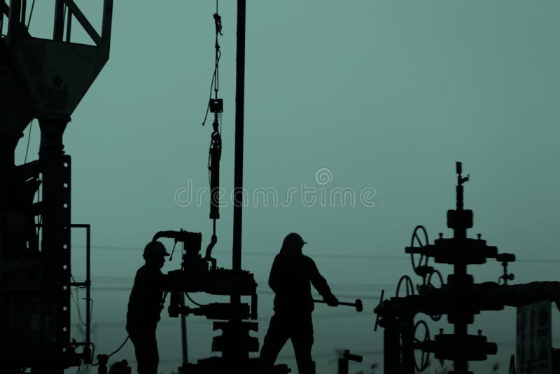 The Oil Workers are Working Stock Image - Image of profession, outdoor ...