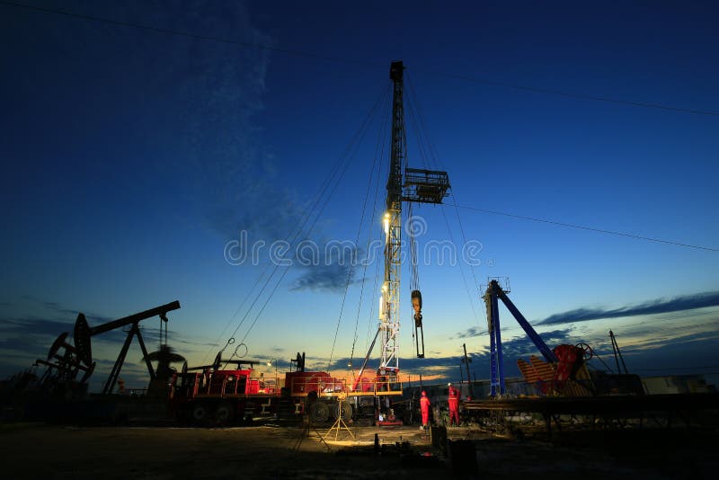 The Oil Workers are Working Stock Image - Image of pipeline, natural ...