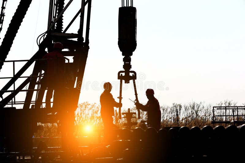 The Oil Workers are Working Stock Illustration - Illustration of ...