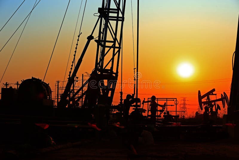 The Oil Workers are Working Stock Photo - Image of industrial, pipeline ...