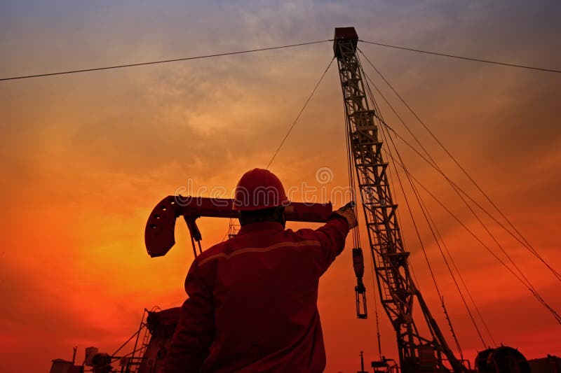 The Oil Workers are Working Stock Image - Image of oilfield, business ...