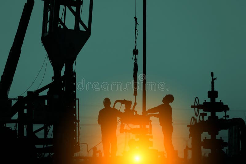 The Oil Workers are Working Stock Image - Image of manufacturing ...
