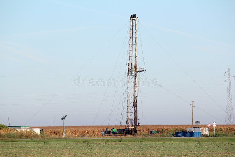 Oilfield with Oil Drilling Rig Stock Photo - Image of technology ...