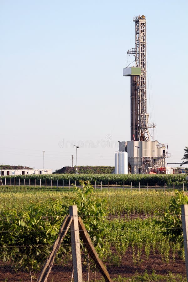 Oilfield with Oil Drilling Rig Stock Image - Image of industrial ...
