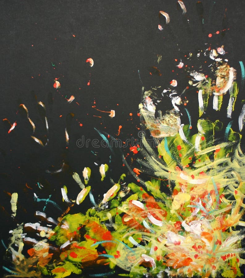 Oilpainting - Explosion of Mainly Yellow and White Stock Illustration ...