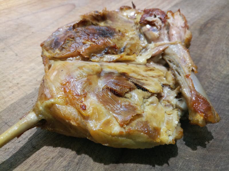 Oily Cooked Duck Leg with Bone Stock Photo - Image of cooked, wooden ...