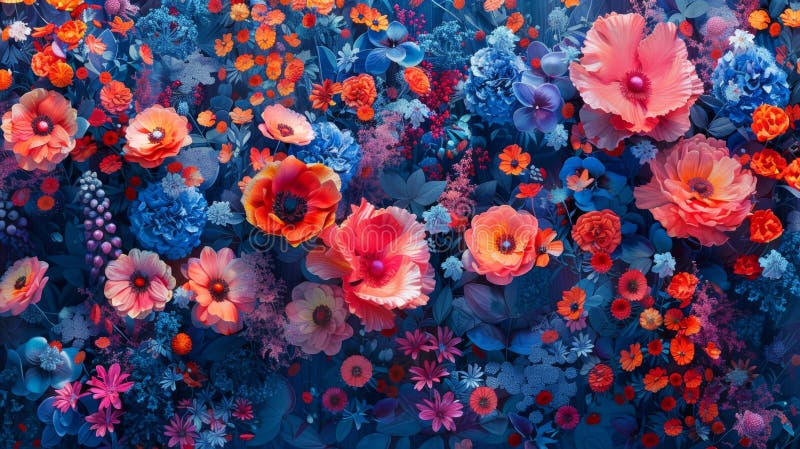 Oily Floral Textures, Colorful Floral Patterns Overlay the Background ...