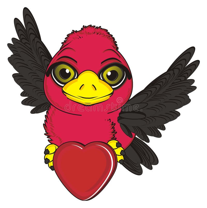 Oiseau et objet rouge illustration stock. Illustration du jaune - 86636009