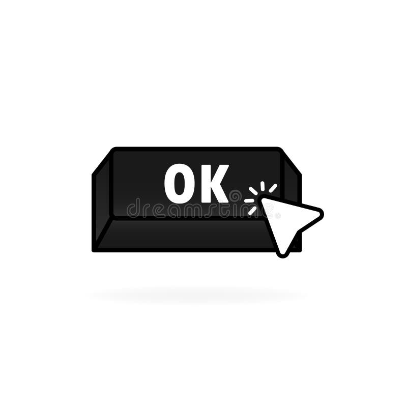 Ok Button Icon. Button Ok with Cursor, Pointer. Vector Illustration ...