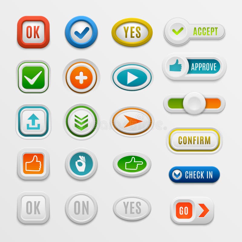 Ok button vector set. stock vector. Illustration of check - 74646012