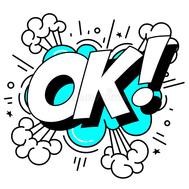 Ok Comic Text on Bubble on White Background Stock Vector - Illustration ...