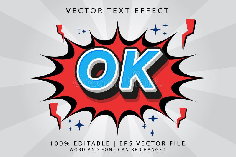 Ok editable 3d text effect stock vector. Illustration of text - 308216038