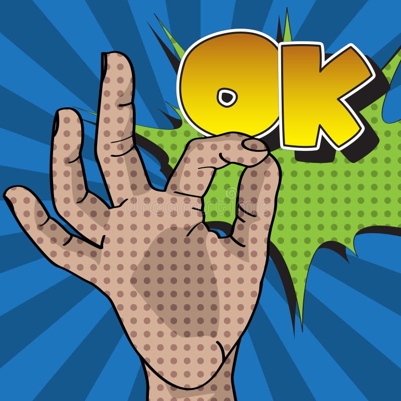 The OK Gesture in Comic Style. Stock Vector - Illustration of fine ...
