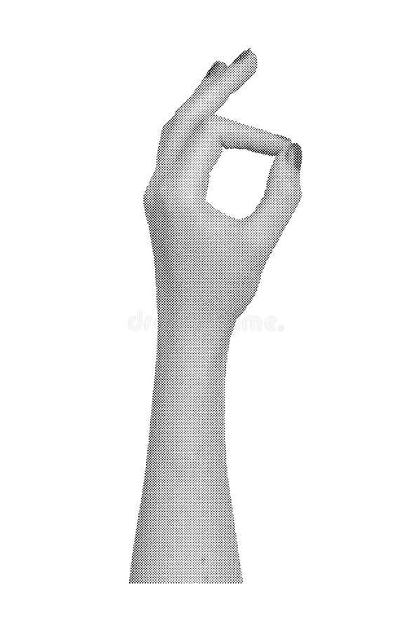 Ok Gesture Sign, Okay Gesture. Halftone Style Vector Isolated on White ...