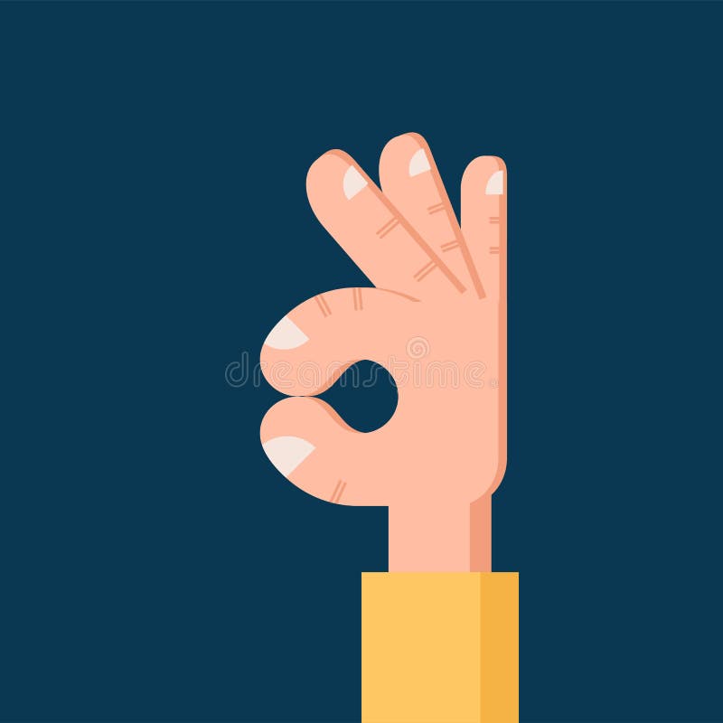 OK Hand Flat Icon. Isolated Vector Symbol Stock Vector - Illustration ...