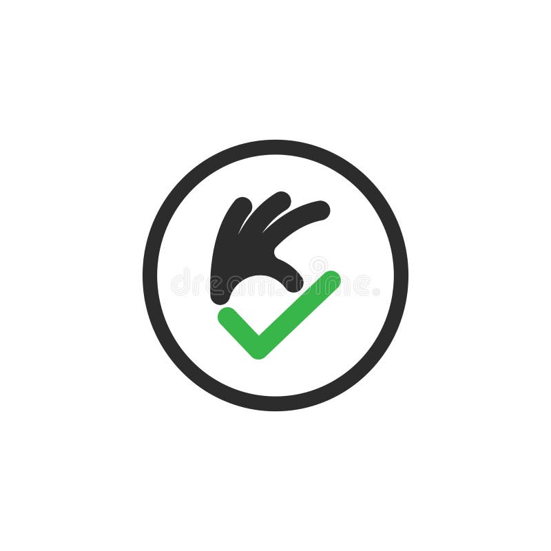 Ok Hand Gesture Check Mark Icon Vector Illustration Design Stock Vector ...