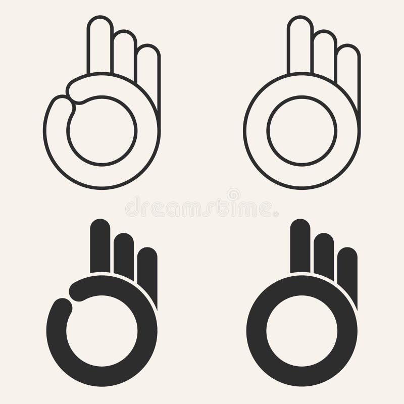OK Hand Gesture Icon Logo Vector Design Art Line Silhouette ...