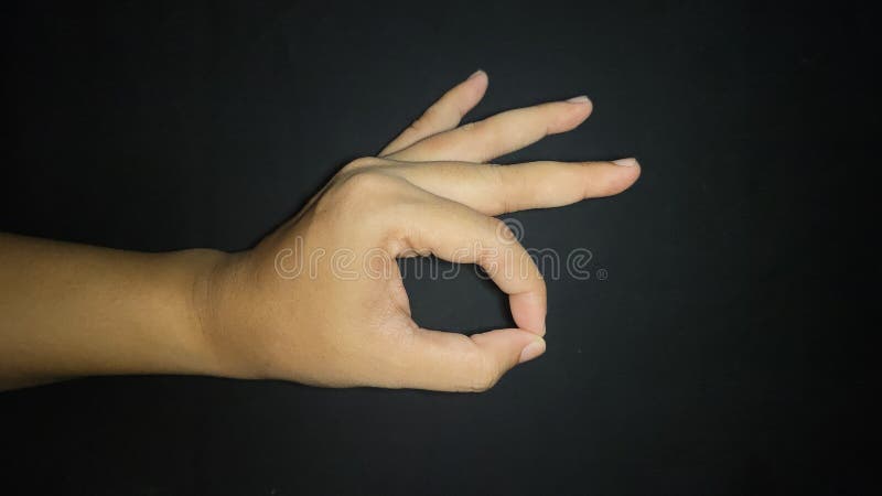 Ok Hand Sign on Black Background Stock Photo - Image of icon, person ...