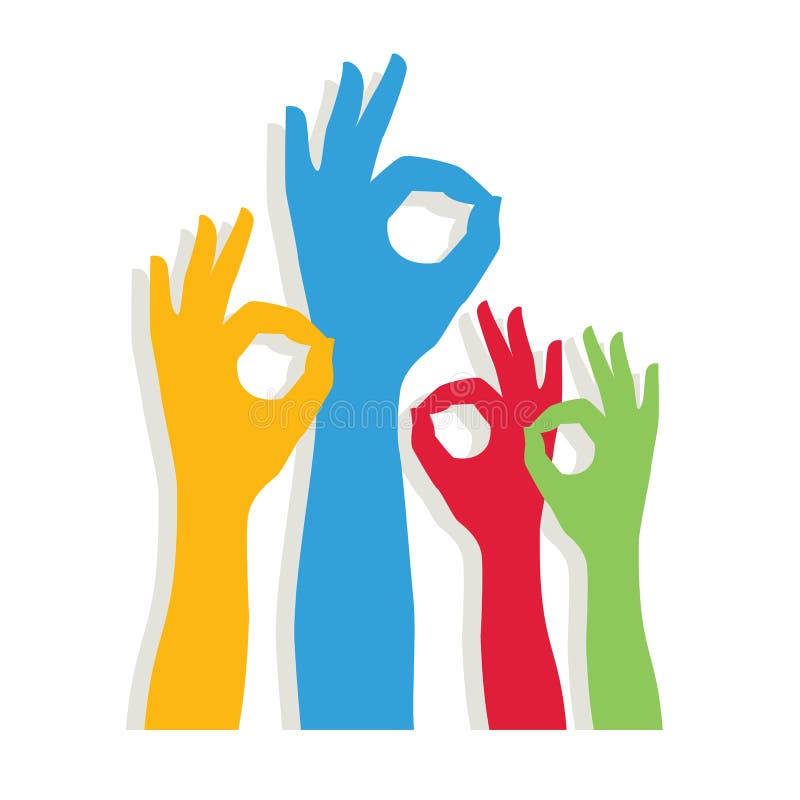 Ok Hand Sign. Hands of Different Colors. Cultural and Ethnic Diversity ...