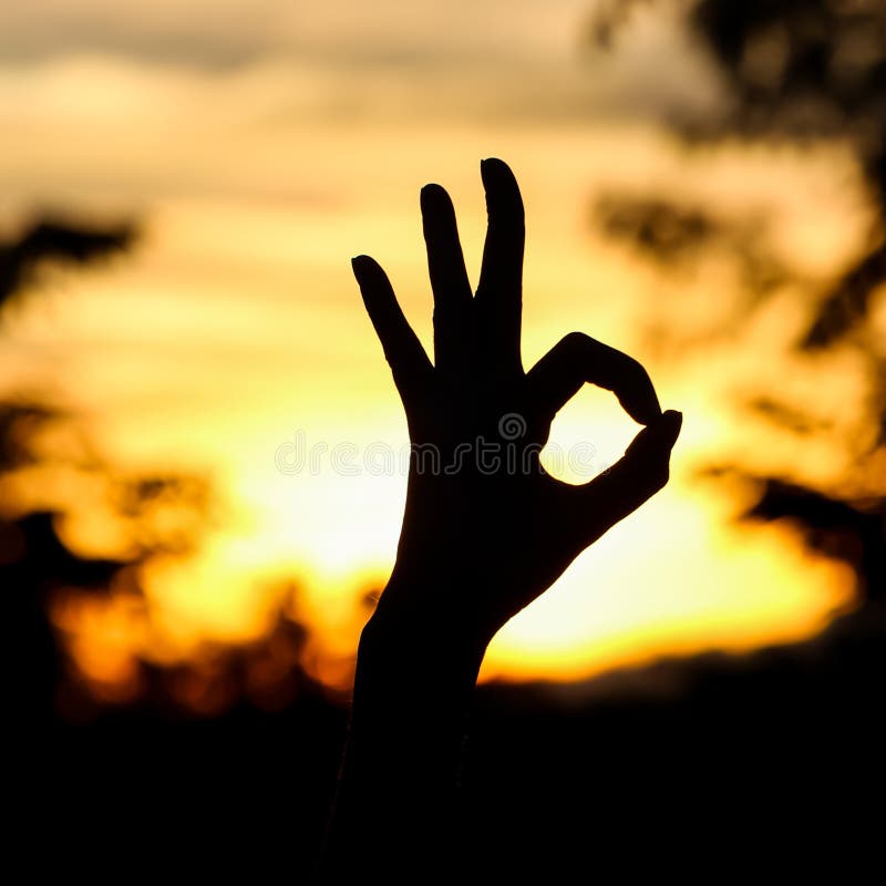 Ok hand sign silhouette stock photo. Image of fingernail - 44067894