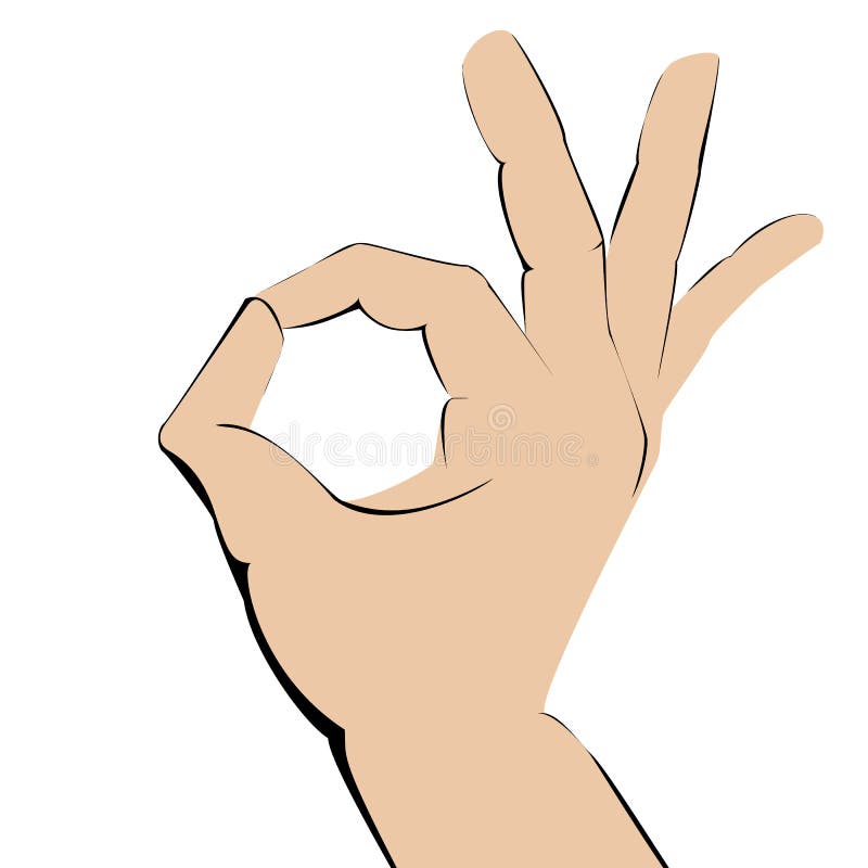 Ok hand on white. stock vector. Illustration of expression - 70379180