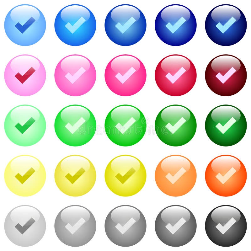 Ok Icons in Color Glossy Buttons Stock Vector - Illustration of tick ...