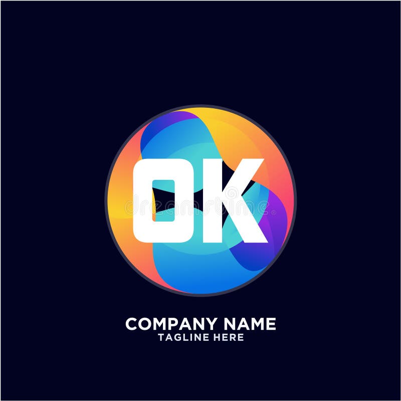 OK Initial Logo with Colorful Circle Template Vector Stock Vector ...