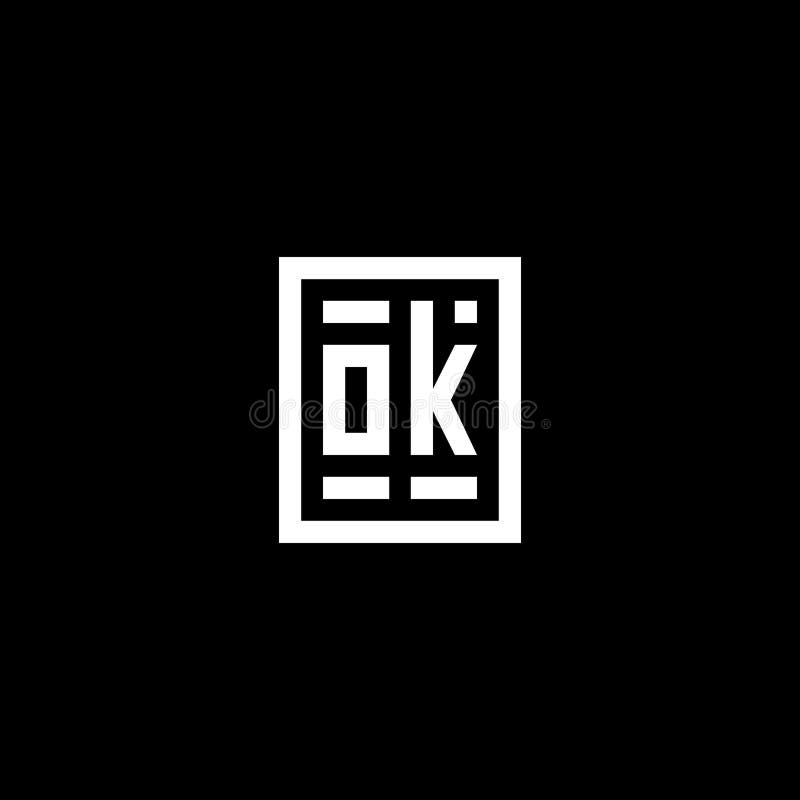 OK Initial Logo with Square Rectangular Shape Style Stock Illustration ...