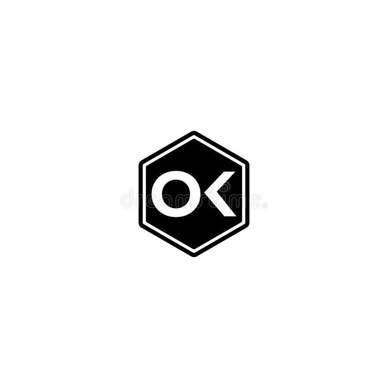 OK and KO O or K Initial Letters Hexagon Shape Monogram Logo Design ...