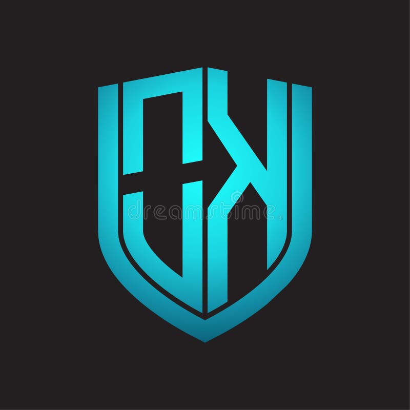 OK Logo Monogram with Emblem Shield Design Isolated with Blue Colors on ...