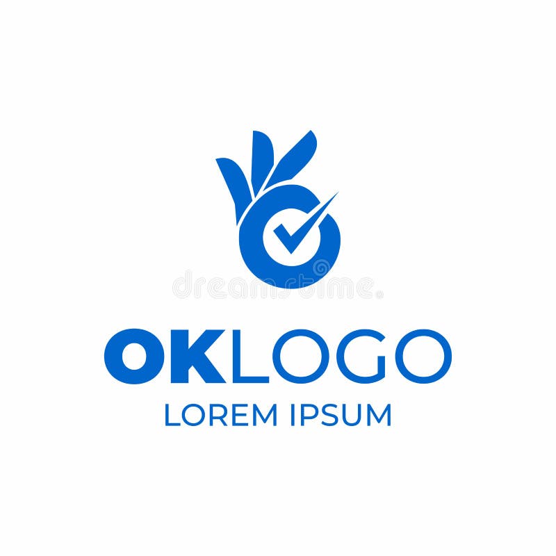 Ok Logo Template. Hand Okay and Checkmark Sign. Stock Vector ...