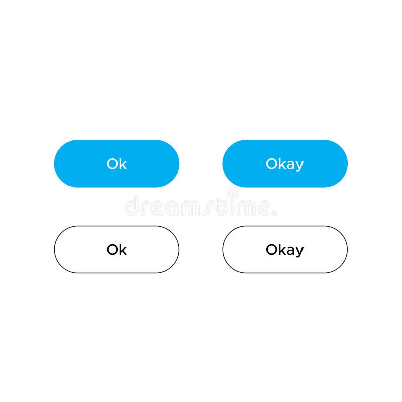 Ok, Okay Button Icon Vector in Flat Style Stock Vector - Illustration ...