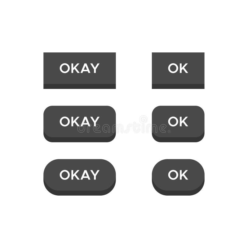 Ok, Okay Button Icon Vector in Flat Style Stock Vector - Illustration ...