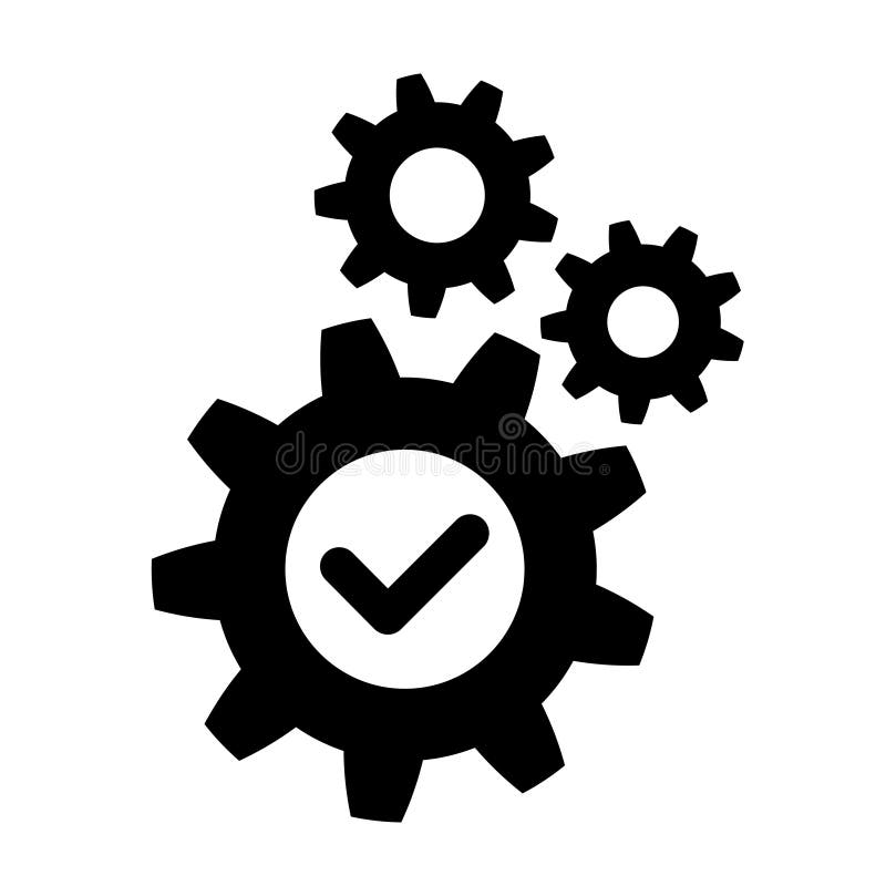 Ok Operation Icon in Flat. Gear with Check Symbol Stock Vector ...