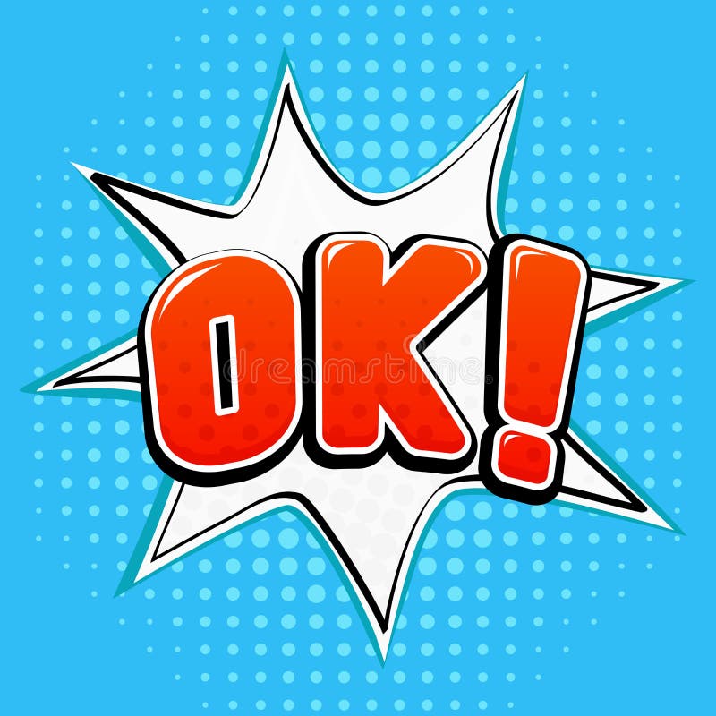 OK Sign on Blue Background. Comic Book Style Stock Vector ...