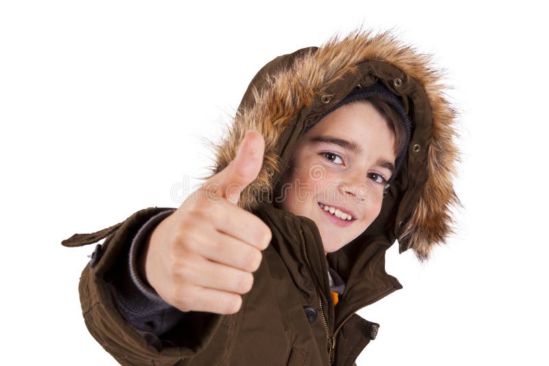 Ok sign boy stock photo. Image of jacket, expression - 63644166