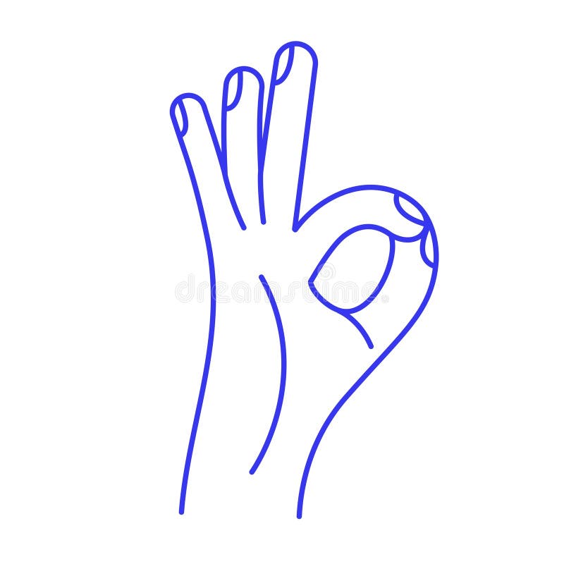 Ok Sign. Hand Gesture Doodle Icon Stock Vector - Illustration of five ...