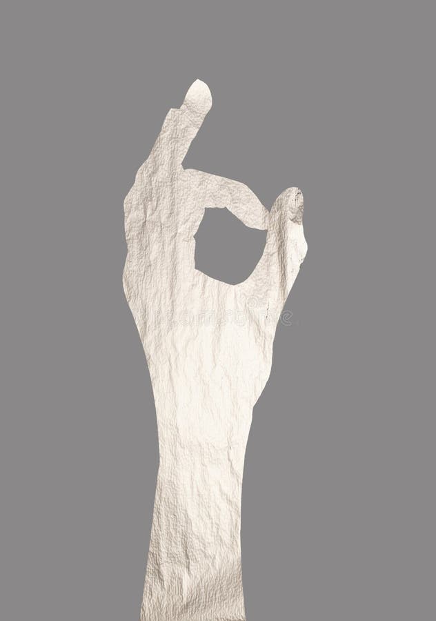 OK Sign with Textured, Crumpled Paper Effect, Symbolizing Approval and ...