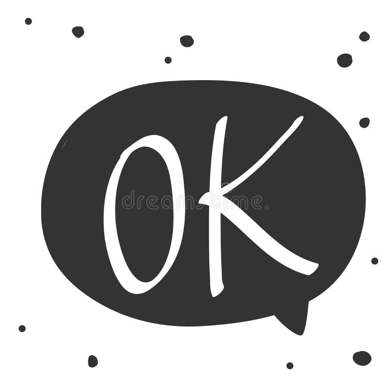 OK. Sticker for Social Media Content. Vector Hand Drawn Illustration ...