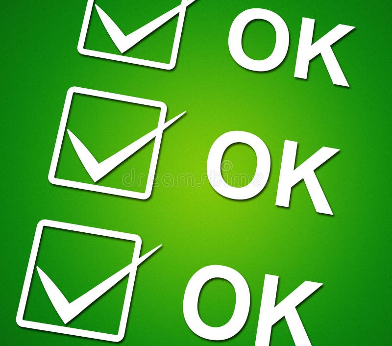 Ok Ticks Means All Right and O.K. Stock Illustration - Illustration of ...